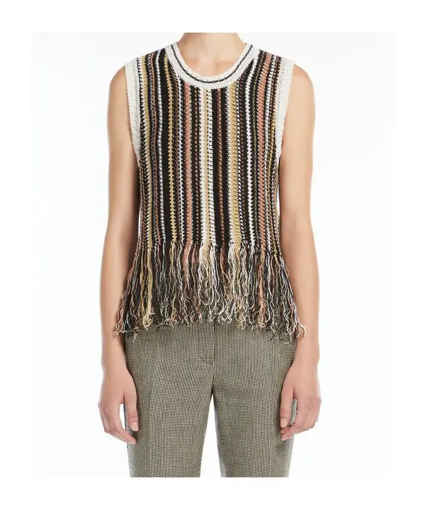 Max Mara Linen Top With Fringes