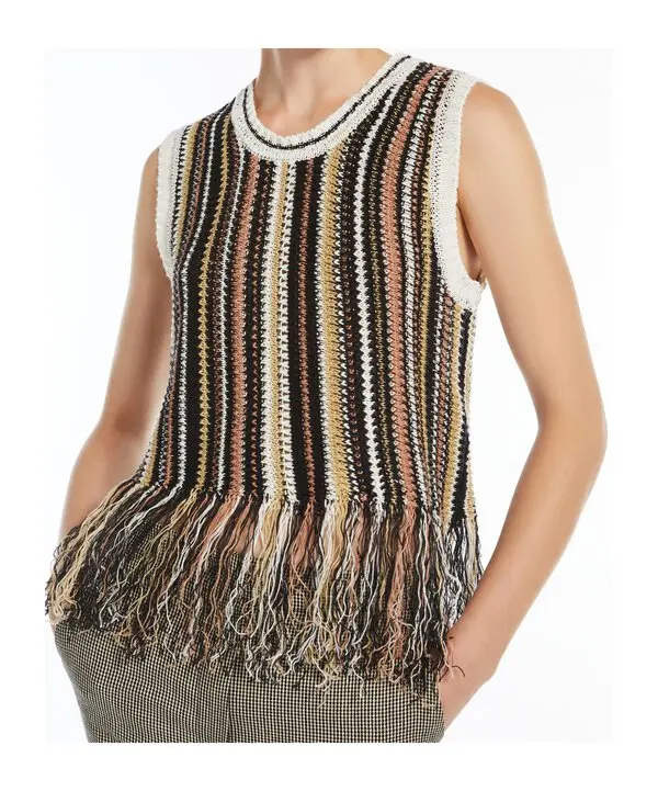 Max Mara Linen Top With Fringes
