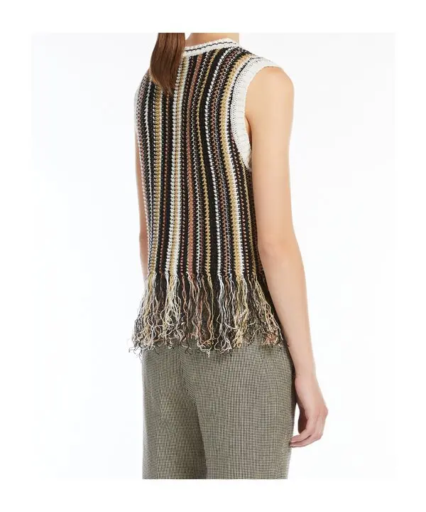 Max Mara Linen Top With Fringes
