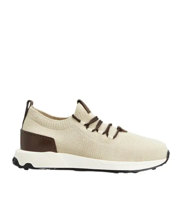 TOD'S Sock Sneakers In Technical Fabric And Leather - Off-white/brown