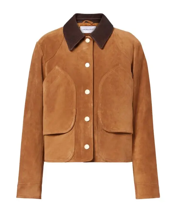 Veronica Beard Walters Suede Field Jacket - Brown