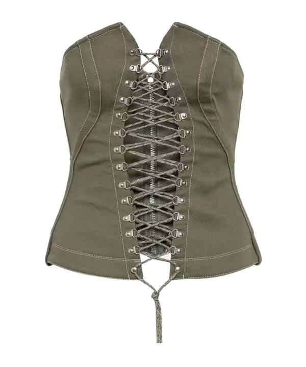 DION LEE Strap Detail Bustier - Green