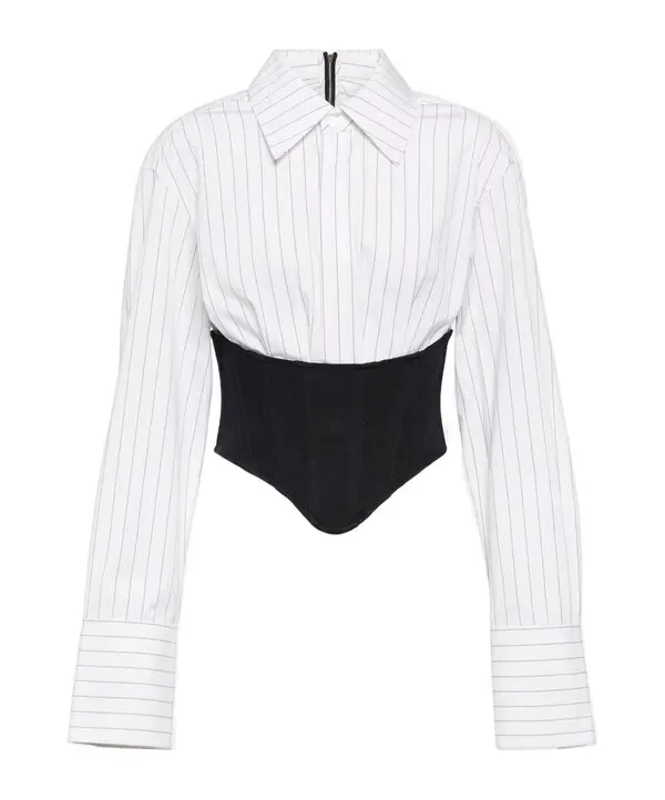 DION LEE Waist Cinching Striped Top