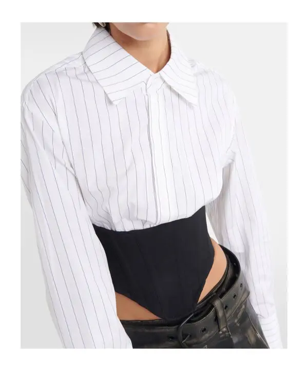 DION LEE Waist Cinching Striped Top