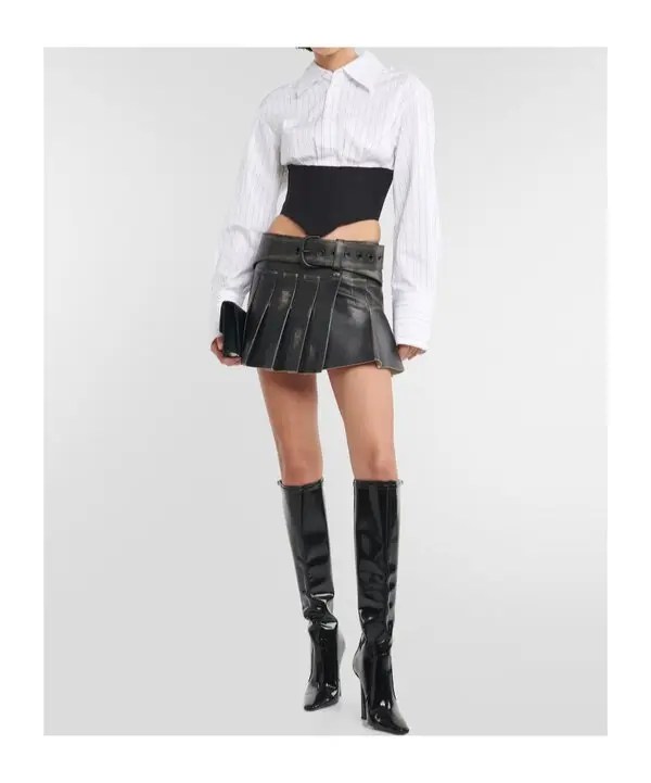 DION LEE Waist Cinching Striped Top