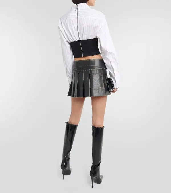 DION LEE Waist Cinching Striped Top