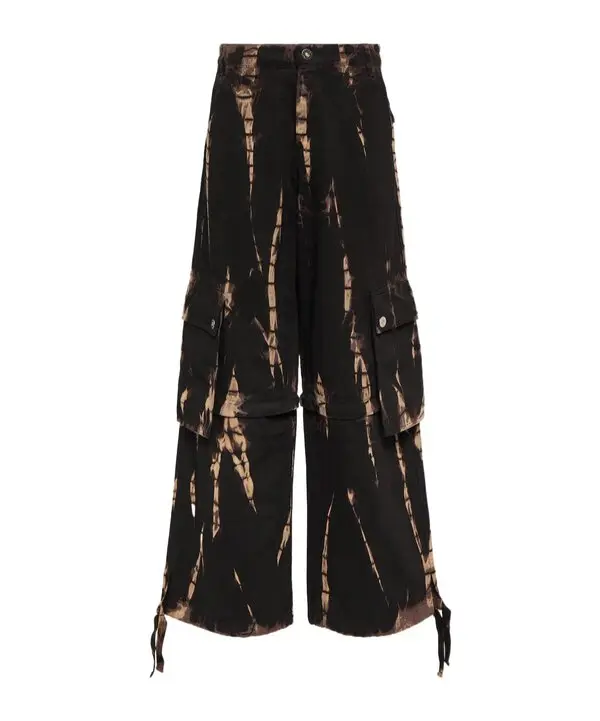 DION LEE Zigzag Printed Convertible Workwear Jeans - Black