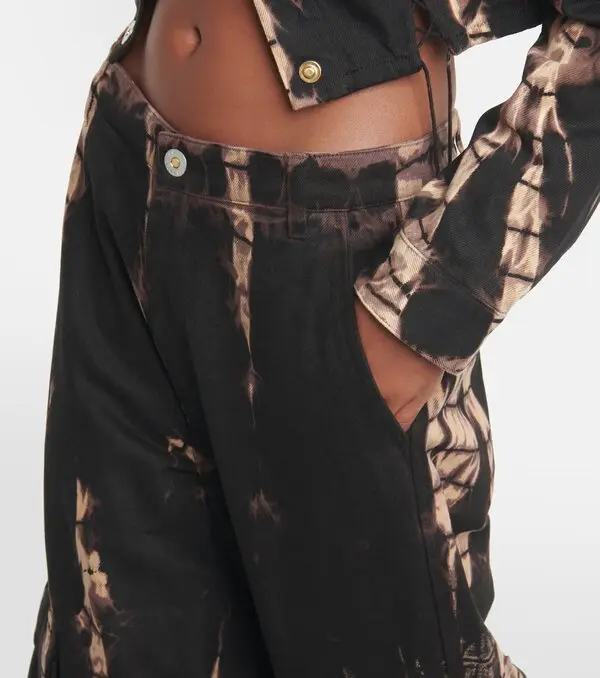 DION LEE Zigzag Printed Convertible Workwear Jeans
