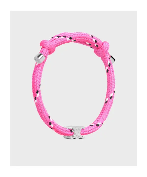 Celine Triomphe Beach Bracelet In Polyester And Brass With Rhodium Finish