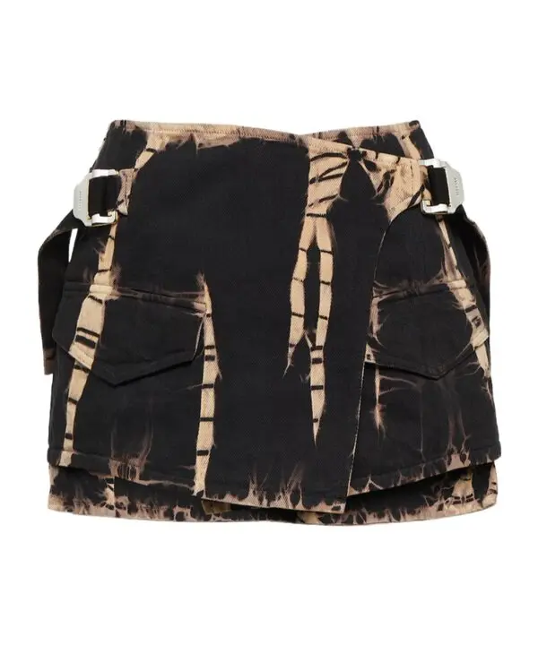DION LEE Zigzag Dyed Denim Wrap Mini Skirt