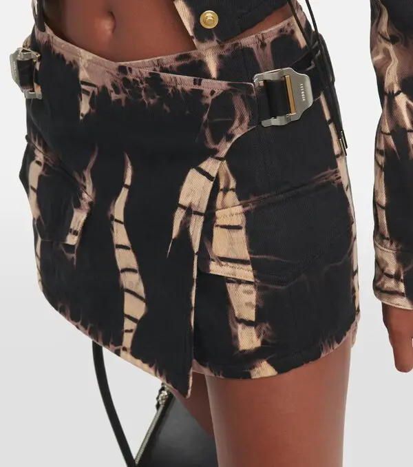 DION LEE Zigzag Dyed Denim Wrap Mini Skirt