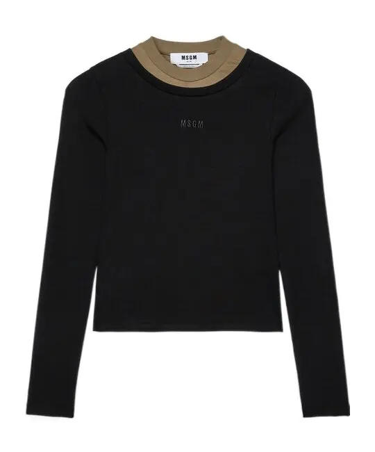 MSGM Embroidered-logo Knitted Top - Black