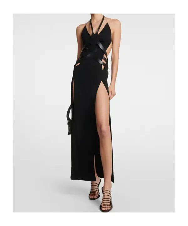 DION LEE Openwork Trimed Neckline Evening Gown
