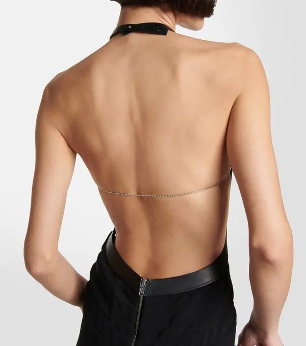 DION LEE Openwork Trimed Neckline Evening Gown