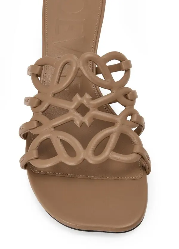 Loewe Petal Anagram Slide In Soft Calfskin - Brown