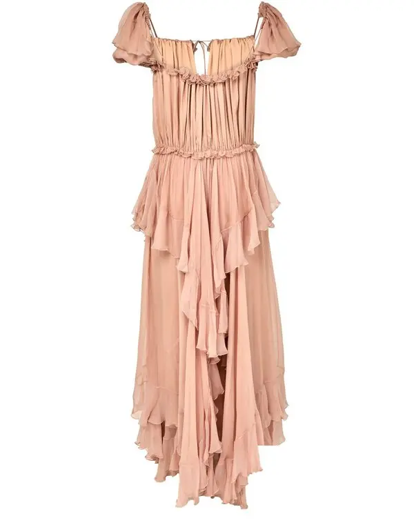 Chloé Gathered Ruffled Maxi Dress