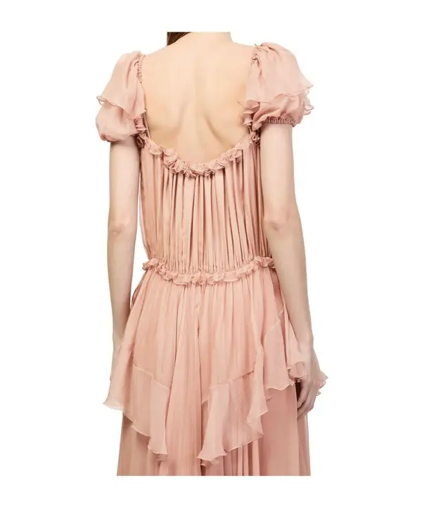 Chloé Gathered Ruffled Maxi Dress