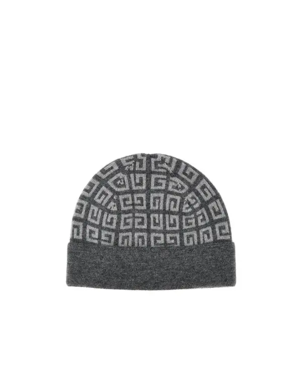 Givenchy All-over Logo Embroidered Knitted Beanie - Gray