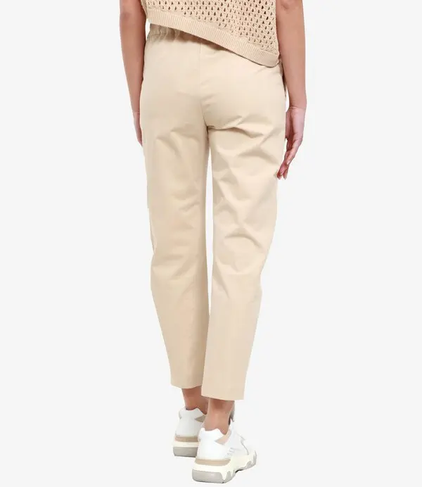 SEMICOUTURE High-waisted Casual Pants With Drawstring - Nude