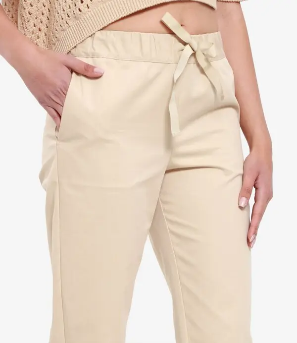 SEMICOUTURE High-waisted Casual Pants With Drawstring - Nude