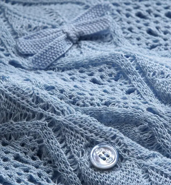 Dior Long-sleeved Cardigan With Bow Detail - Blue