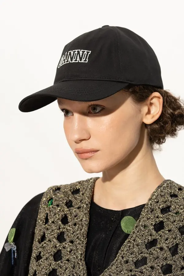 GANNI Logo Embroidered Baseball Cap