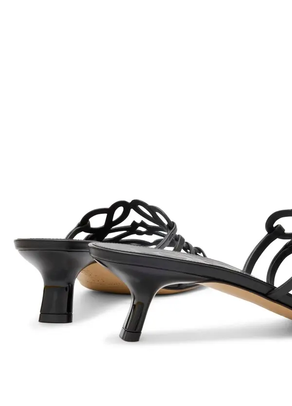 Loewe Petal Anagram Slide Sandals In Soft Calfskin - Black