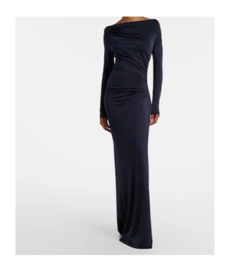 Victoria Beckham Gathered Jersey Maxi Dress - Black
