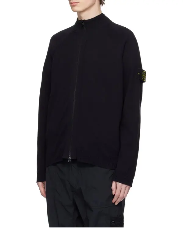 Stone Island Logo Patch Zipped Knit Cardigan