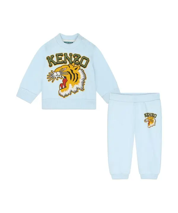 Kenzo Tiger Head-print Cotton Tracksuit - Blue
