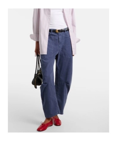 NILI LOTAN Shon Cotton Barrel-leg Pants