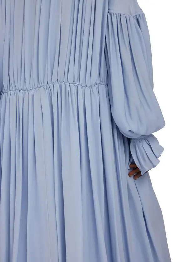 Khaite Pleated Dress With Classic Collar