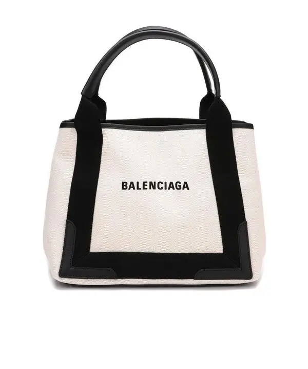 Balenciaga Small Navy Cabas Logo Tote Bag - Black