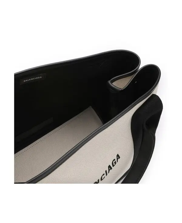 Balenciaga Small Navy Cabas Logo Tote Bag - Black