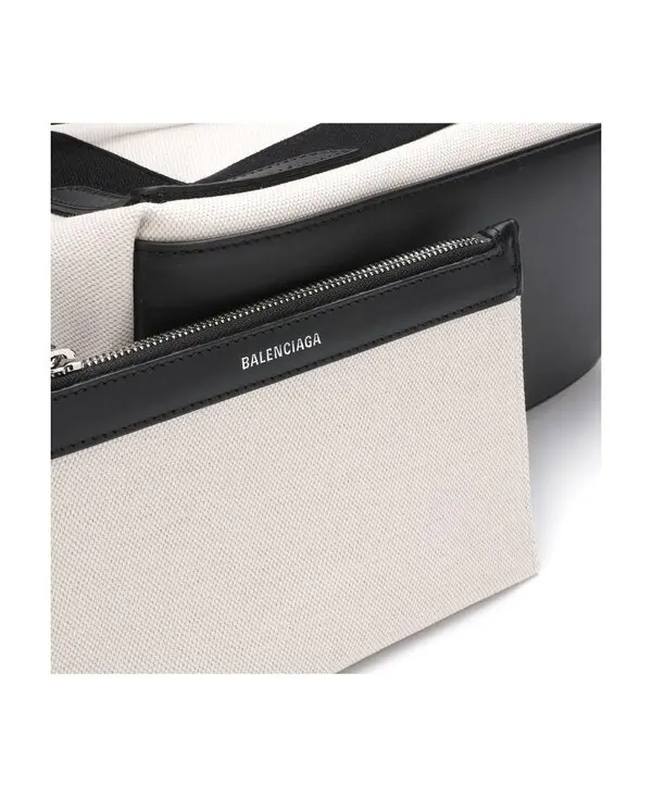 Balenciaga Small Navy Cabas Logo Tote Bag - Black