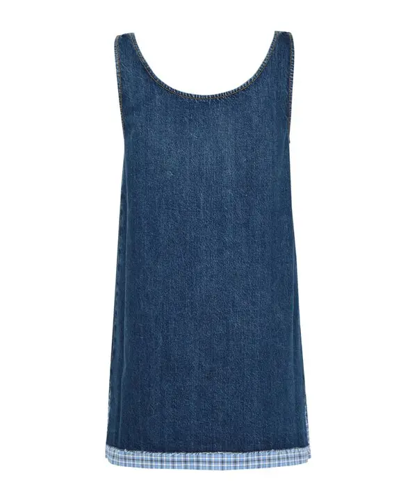 Miu Miu Sleeveless Round Collar Dress With Letter Details
