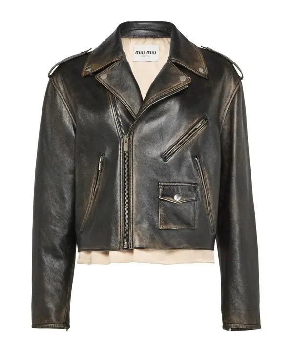 Miu Miu Long-sleeved Leather Jacket