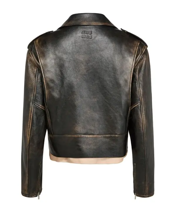 Miu Miu Long-sleeved Leather Jacket