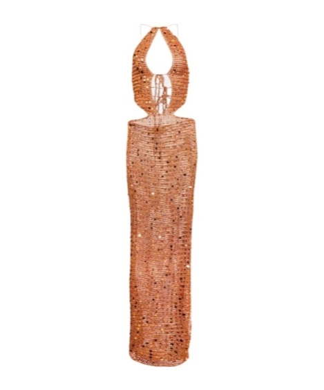 AYA MUSE Morel Cutout Sequined Maxi Dress