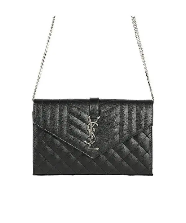 Saint Laurent Envelope Chain Wallet - Black