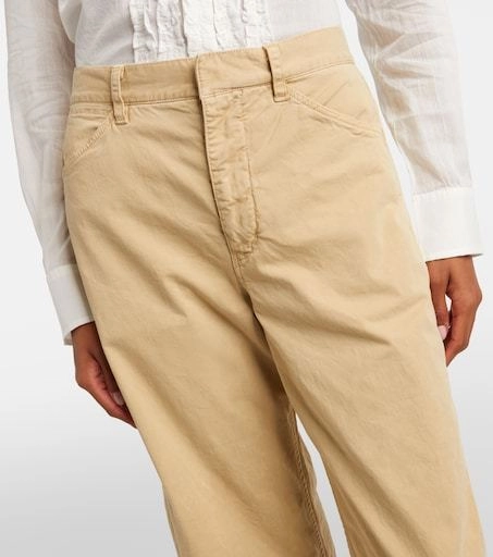 NILI LOTAN Tribeca Cotton Twill Barrel-leg Pants - Nude
