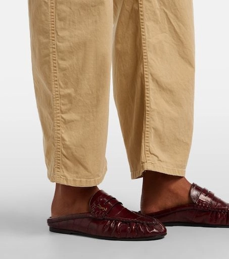 NILI LOTAN Tribeca Cotton Twill Barrel-leg Pants - Nude