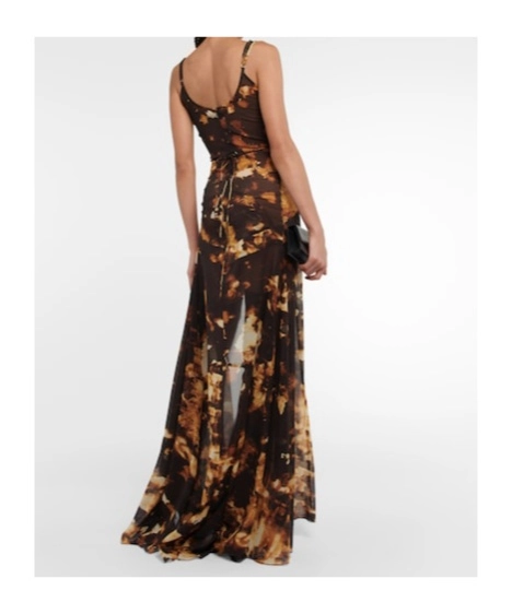 KNWLS Printed Silk-blend Chiffon Gown