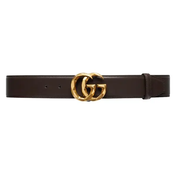 Gucci Double G Logo Plaque Belt - Dark Brown