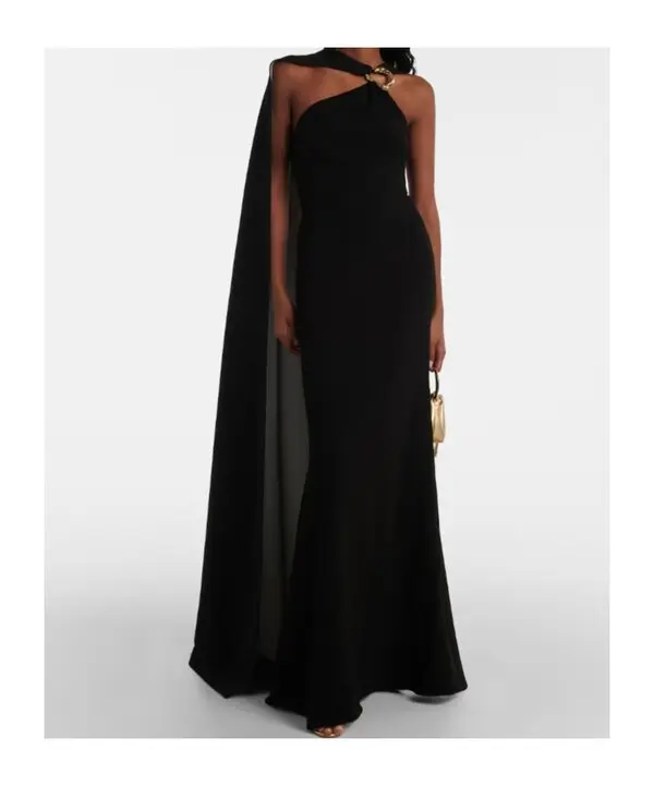 Roland Mouret Asymmetric Caped Cady Gown
