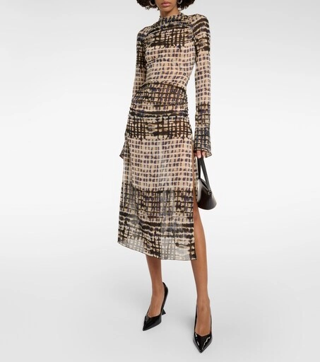 KNWLS Snake-print Silk-blend Midi Dress