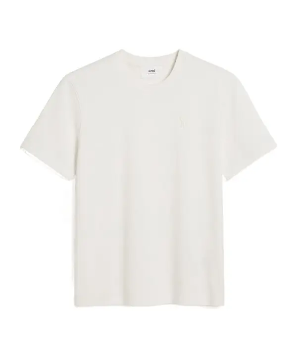 AMI Paris Logo Embossed Crewneck T-shirt - White