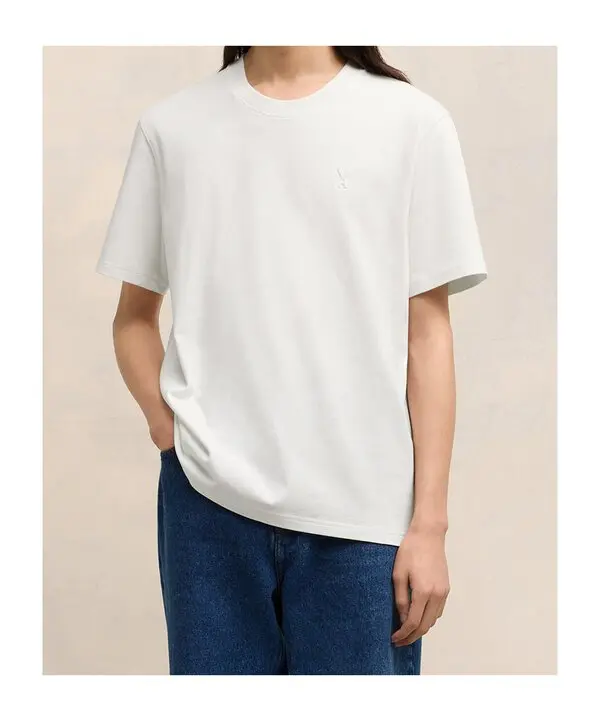 AMI Paris Logo Embossed Crewneck T-shirt - White
