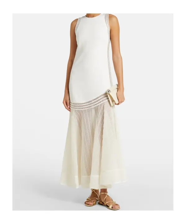 Simkhai Zakaria Mesh-trimmed Maxi Dress - Ivory