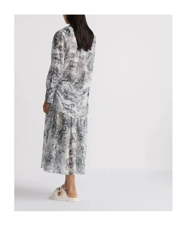 Dior Long Embroidered Blouse - Gray